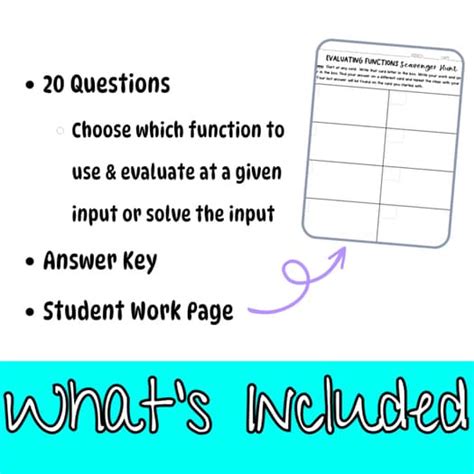 Evaluating Functions Scavenger Hunt Printable Secondary Math 9th 10th