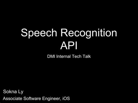 Speech Recognition Api Ppt