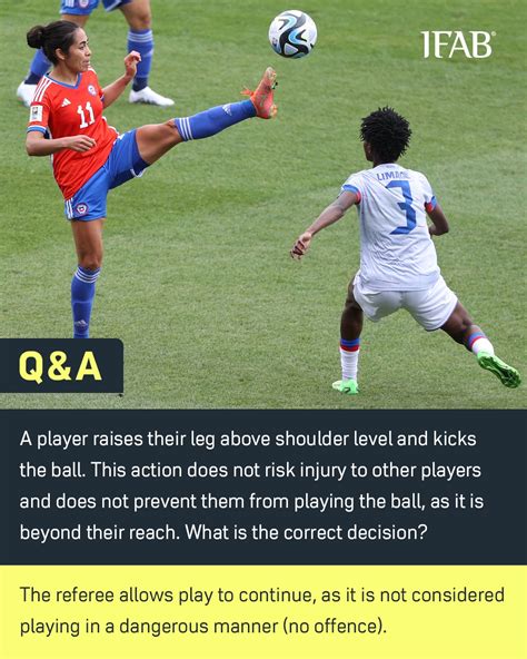 The IFAB - A player raises their leg above shoulder level...