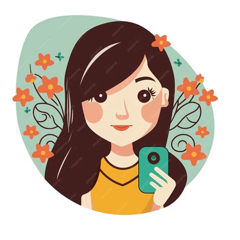 Premium Vector Gril Takes Selfie