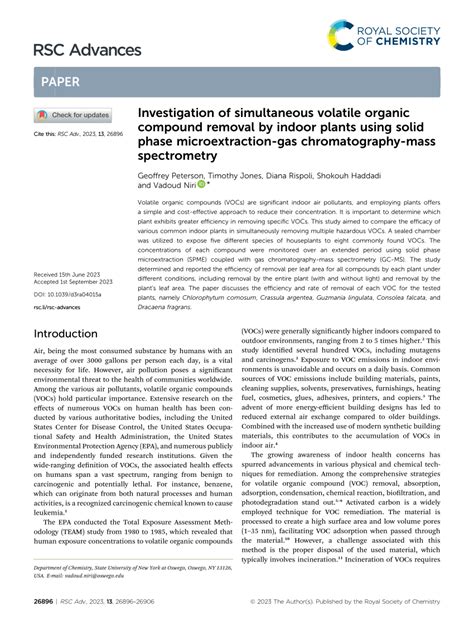 Pdf Investigation Of Simultaneous Volatile Organic Compound Removal