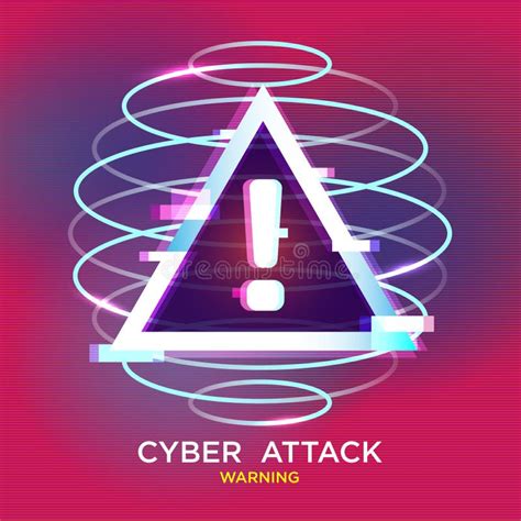 Cyber Attack Warning With A Glowing Triangular Alert Symbol Stock