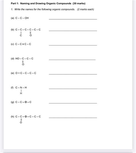 Solved Part Naming And Drawing Organic Compounds Chegg