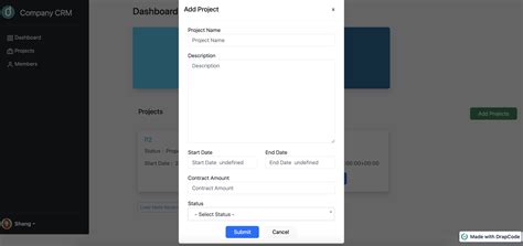 crm template visual development platform drapcode