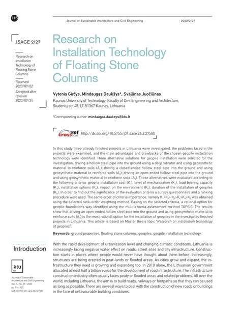 Pdf Research On Installation Technology Of Floating Stone Columns