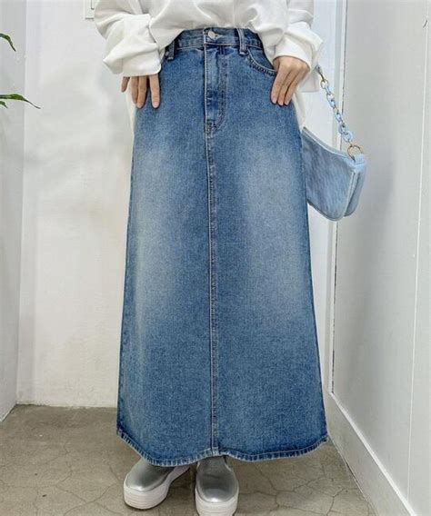 타이니모 빅사이즈 쇼콜라 뒷밴딩 트임 A라인 데님 롱 청 스커트 연청 진청 색감 천재
