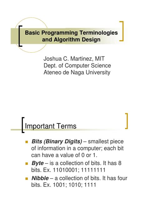 BC101 Lecture 1 - Terminologies, Problem Solving & Program Design | PDF | Computer Programming ...