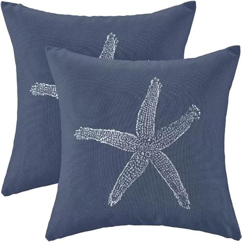 Aeioae Coastal Pillow Covers 16x16 Inch Set Of 2 Navy Blue