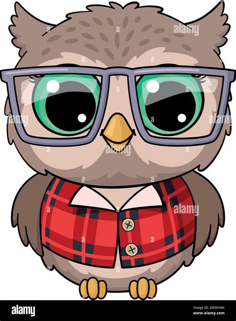 Wise Owl Cartoon Character Old Bird In Glasses Stock Vector Image