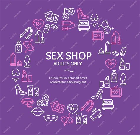 Sex Shop Ronda Diseño Plantilla Línea Icono Concepto Vector Vector Premium
