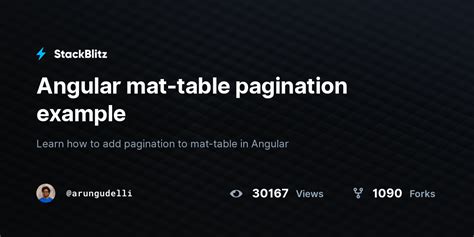Angular Mat Table Pagination Example Stackblitz