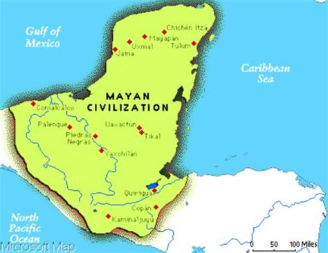 Mayan Civilization Map Color 2018