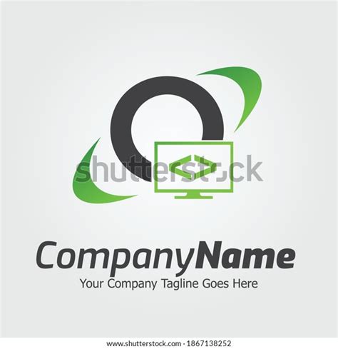 Programming Code Computer Monitor Logo Template เวกเตอร์สต็อก ปลอดค่า