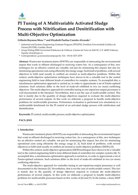(PDF) PI Tuning of a Multivariable Activated Sludge Process with ...