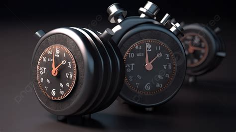 검은색 오렌지 스톱워치 3d 모델 3d 애니메이션 3d 그림 철 팔 확장기 또는 저항 밴드 피트니스 탄성 밴드 아령 알람 시계 고화질 사진 사진 배경 일러스트 및 사진