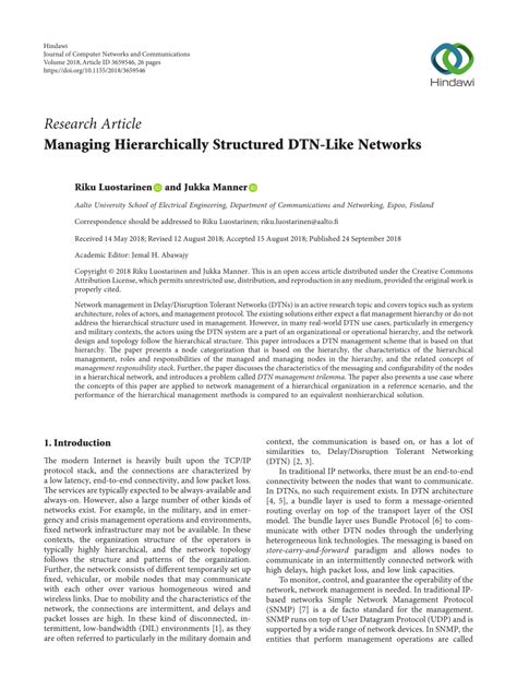 Pdf Managing Hierarchically Structured Dtn Like Networks