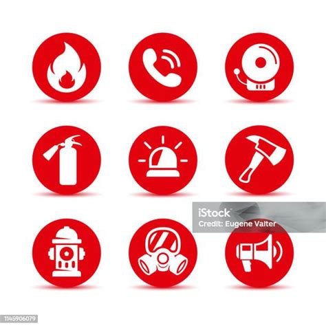 화재 안전 아이콘을 설정 합니다 화재 비상 아이콘 설정 합니다 벡터 표지판 긴급서비스와 구조 직업에 대한 스톡 벡터 아트 및 기타 이미지 긴급서비스와 구조 직업 전화