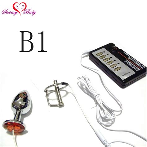 B Anal Electro Plug Electric Shock Hollow Penis Plug Medical Themed Toys Electro Stimulation