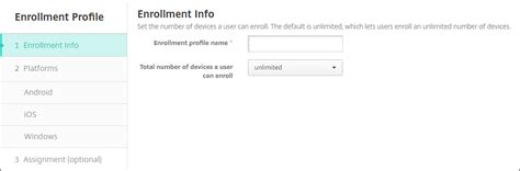 Enrollment Profiles Citrix Endpoint Management