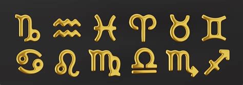 3d 황금 조디악 표지판 염소자리 물병자리 물고기자리 양자리 황소자리 쌍둥이자리 게자리 사자자리 처녀자리 천칭자리 전갈자리 궁수