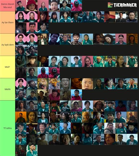 Squid Game Characters Tierlist 100 Seasons 1 3 Final Tier List