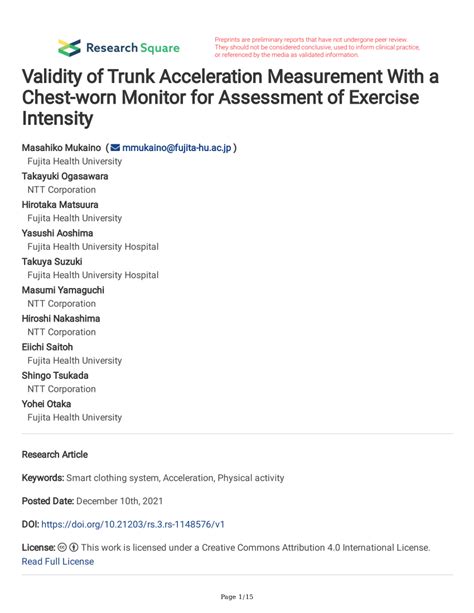 Pdf Validity Of Trunk Acceleration Measurement With A Chest Worn Monitor For Assessment Of