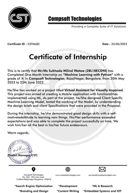 Sukhada Watwe On Linkedin Machinelearning Python Internship