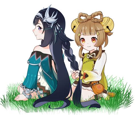 Lan Yan Genshin Impact Yaoyao Genshin Impact Genshin Impact Highres 2girls Alternate