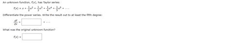 solved an unknown function f x has taylor series f x