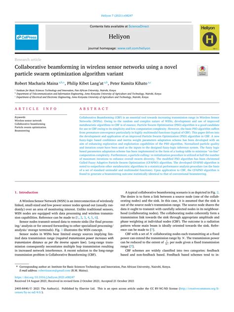 Pdf Collaborative Beamforming In Wireless Sensor Networks Using A