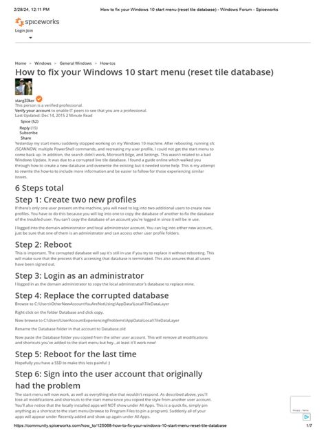how to fix your windows 10 start menu reset tile database windows