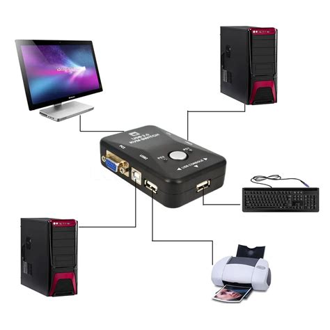 Hot Port KVM USB Switch Switcher Manual VGA USB KVM Switch BOX USB Mouse Keyboard