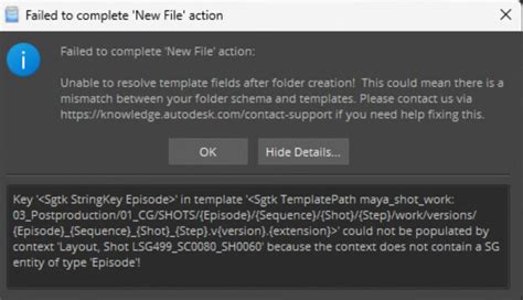 new file on file open cannot resolve template for episodes pipeline