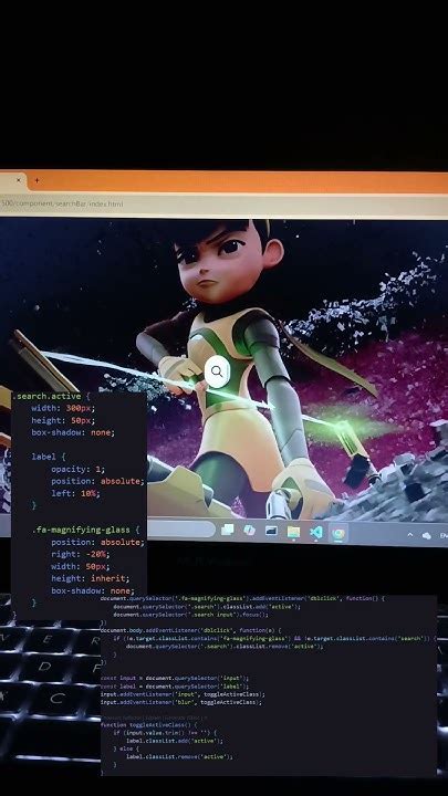searchbar animation using html css javascript frontend
