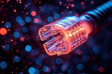 Network Cables Connected To A Server Rack With Glowing Lights Illuminate A Modern Data Center At