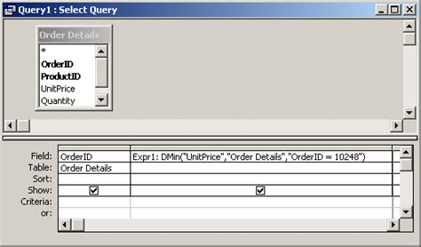 Ms Access Dmin Function
