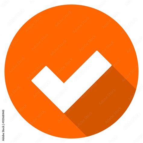 Orange flat design vector check icon เวกเตอรสตอก Adobe Stock