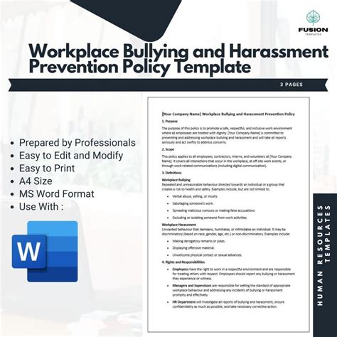 Workplace Bullying And Harassment Prevention Policy Template Shopee