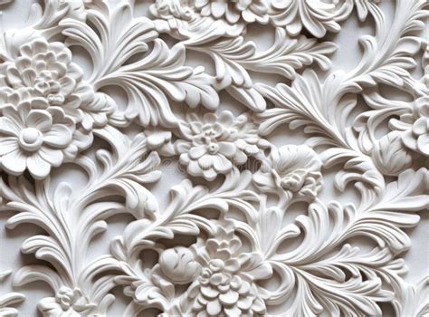 Patterns On The Ceiling Gypsum Sheets Of White Flowers Plaster Background Floral Pattern