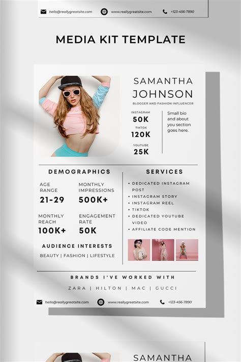 1 Page Media Kit Template Canva Template Blogger Media Kit Instagram Media Kit Social Media