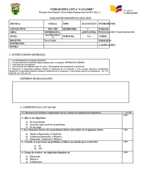 Programacion Y Base De Datos Segundo Descargar Gratis Pdf Evaluación Informática
