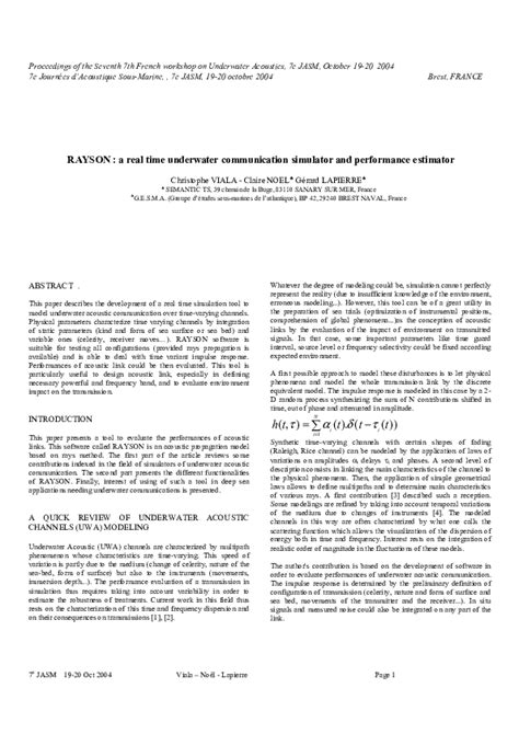 Pdf Rayson A Real Time Underwater Communication Simulator And