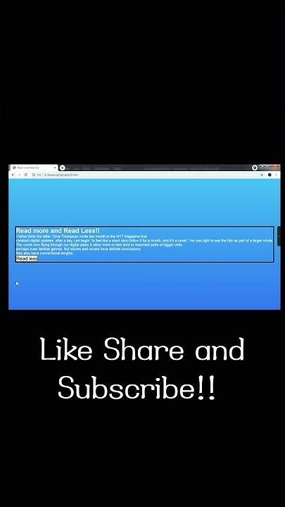 Read Moreread Less Button In Javascript Js Tutorials Dnf Html Css Javascript Youtube