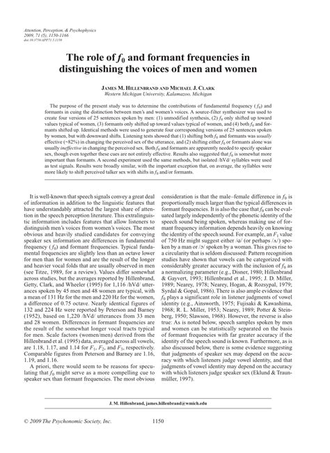 Pdf The Role Of F0 And Formant Frequencies In Distinguishing The