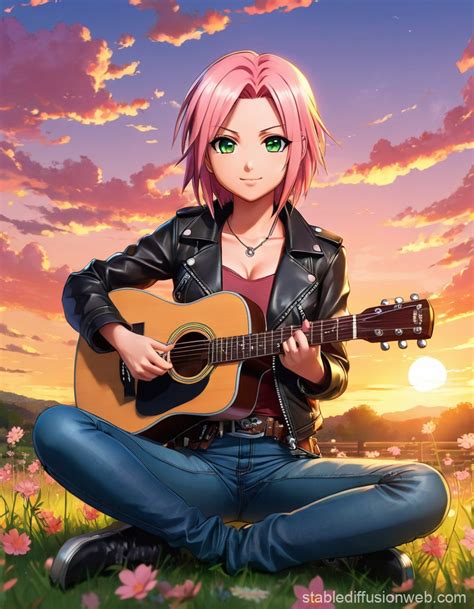 Sakura Haruno Country Music Star Stable Diffusion Online