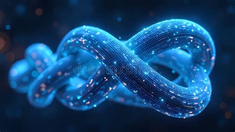 Glowing Blue Infinity Symbol Digital Data Flow Concept Stock Image