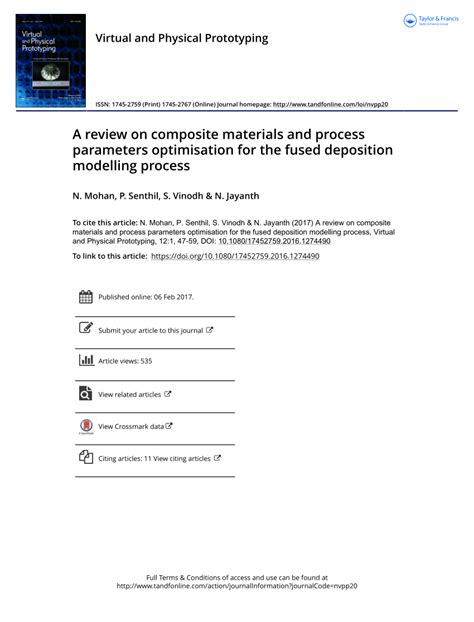 Pdf A Review On Composite Materials And Process Parameters Optimisation For The Fused
