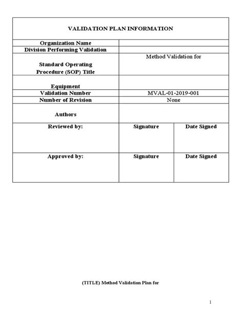Validation Plan Format Pdf Liquid Chromatographymass Spectrometry