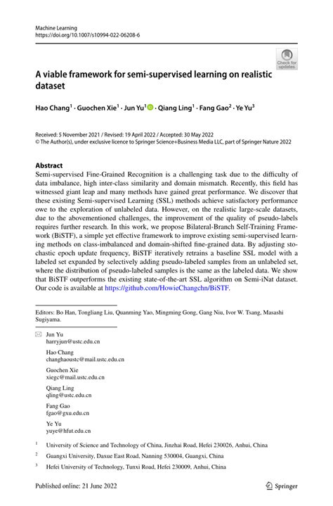 pdf a viable framework for semi supervised learning on realistic dataset