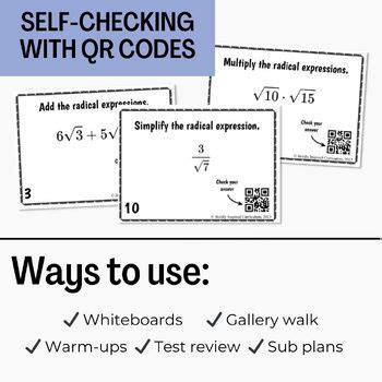 Simplifying Radical Expressions Task Cards Add Subtract Multiply Divide